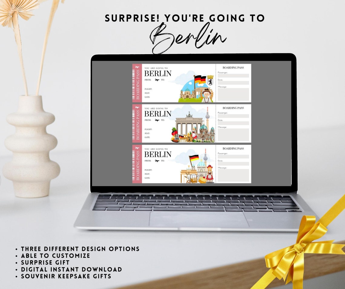 Berlin Trip Boarding Pass - Editable Printable Travel Ticket - Etsy