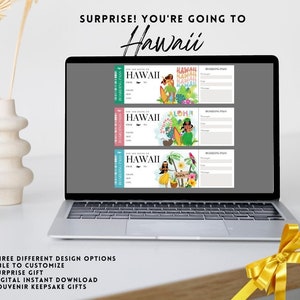 Printable, Editable HAWAII Surprise BOARDING Pass TICKET Template, Trip ...