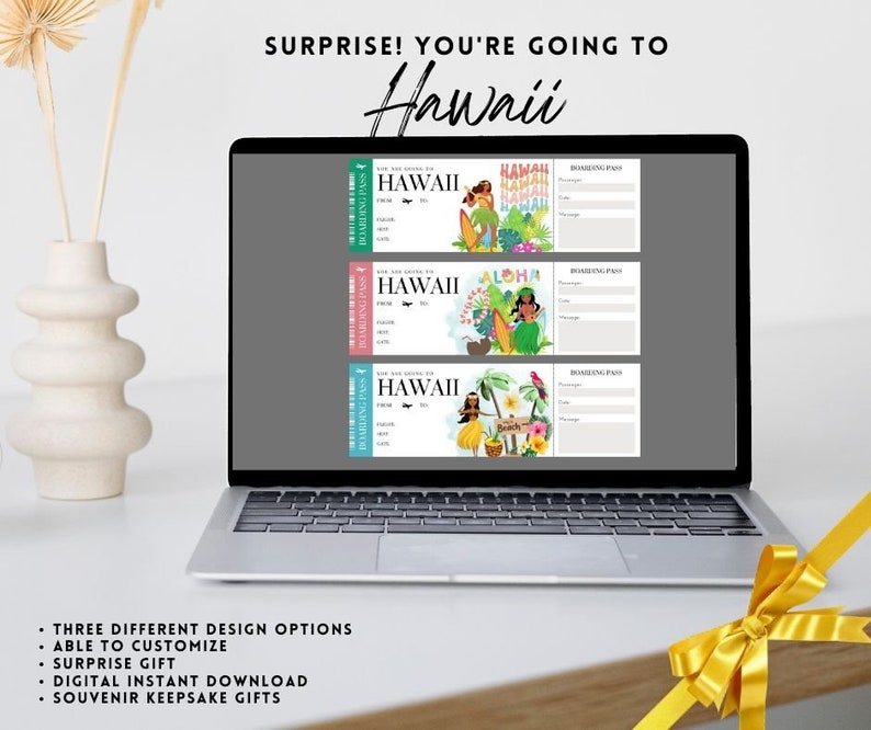 Editable Hawaii Boarding Pass: Printable Surprise Trip Ticket (PDF) - Etsy