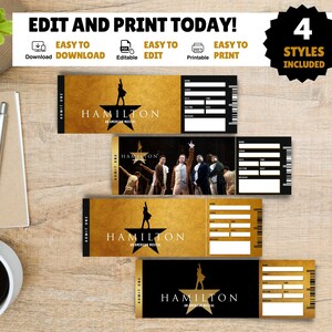 Hamilton Broadway Ticket: Printable Musical Surprise (editable PDF ...