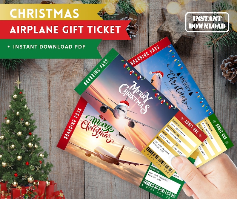 Surprise Trip Boarding Pass: Christmas Airplane Ticket - Editable PDF ...