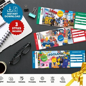 Printable BUILDING BLOCKS Theme Park Gift Ticket Surprise Trip Reveal ...