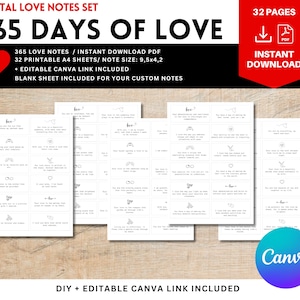 365 Love Notes Set: Daily Printable Messages for Couples - Etsy