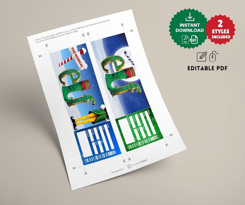 Printable ELF the Musical Surprise BROADWAY Gift TICKET / Christmas ...