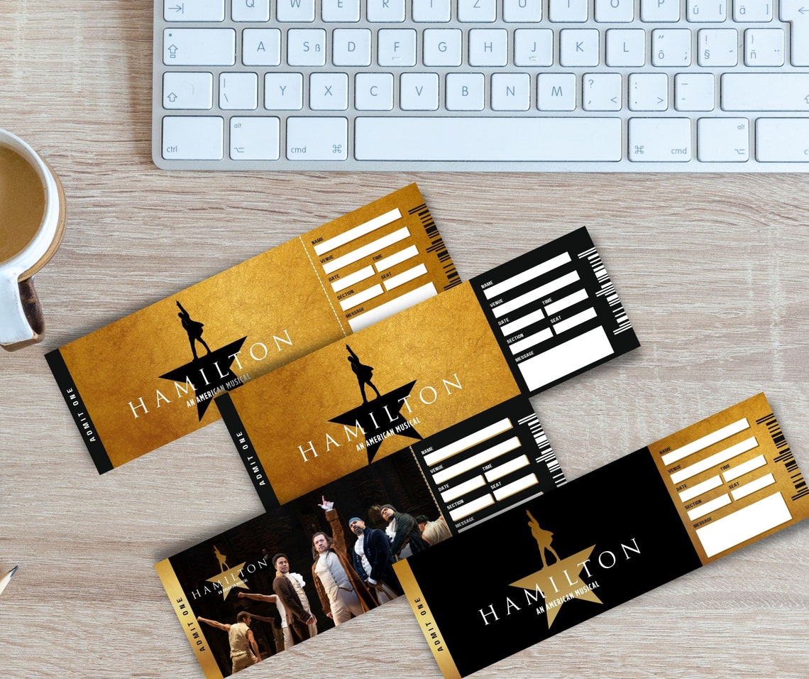 Printable HAMILTON Broadway Surprise Ticket. Editable Musical Theatre Faux Event Admission ...