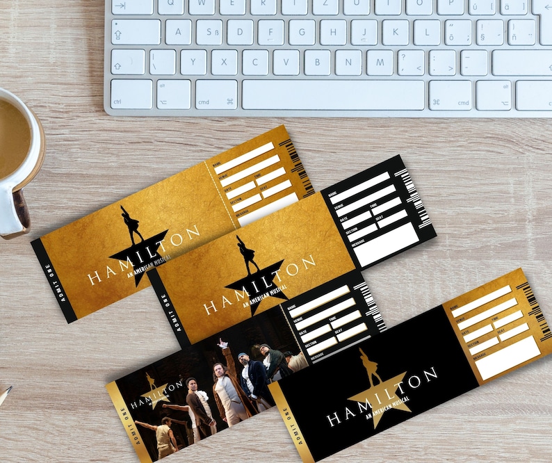 Printable HAMILTON Broadway Surprise Ticket. Editable Musical Theatre Faux Event Admission ...