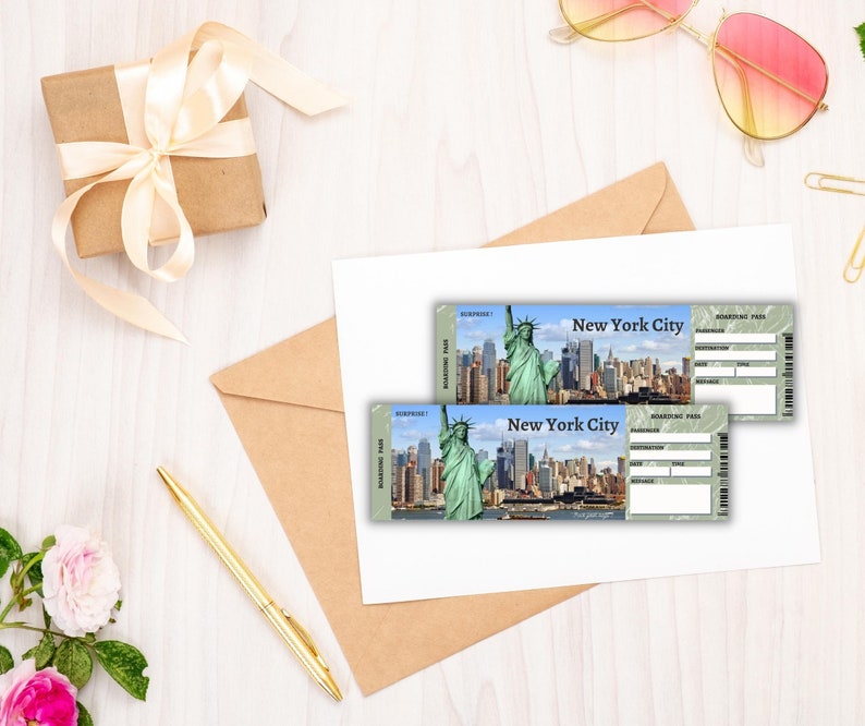 Printable NEW YORK City Surprise Trip Gift Ticket. Boarding - Etsy