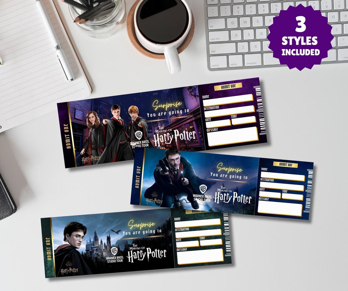 Surprise Trip Reveal Tickets: Wizard Tour Theme - Editable PDF - Etsy