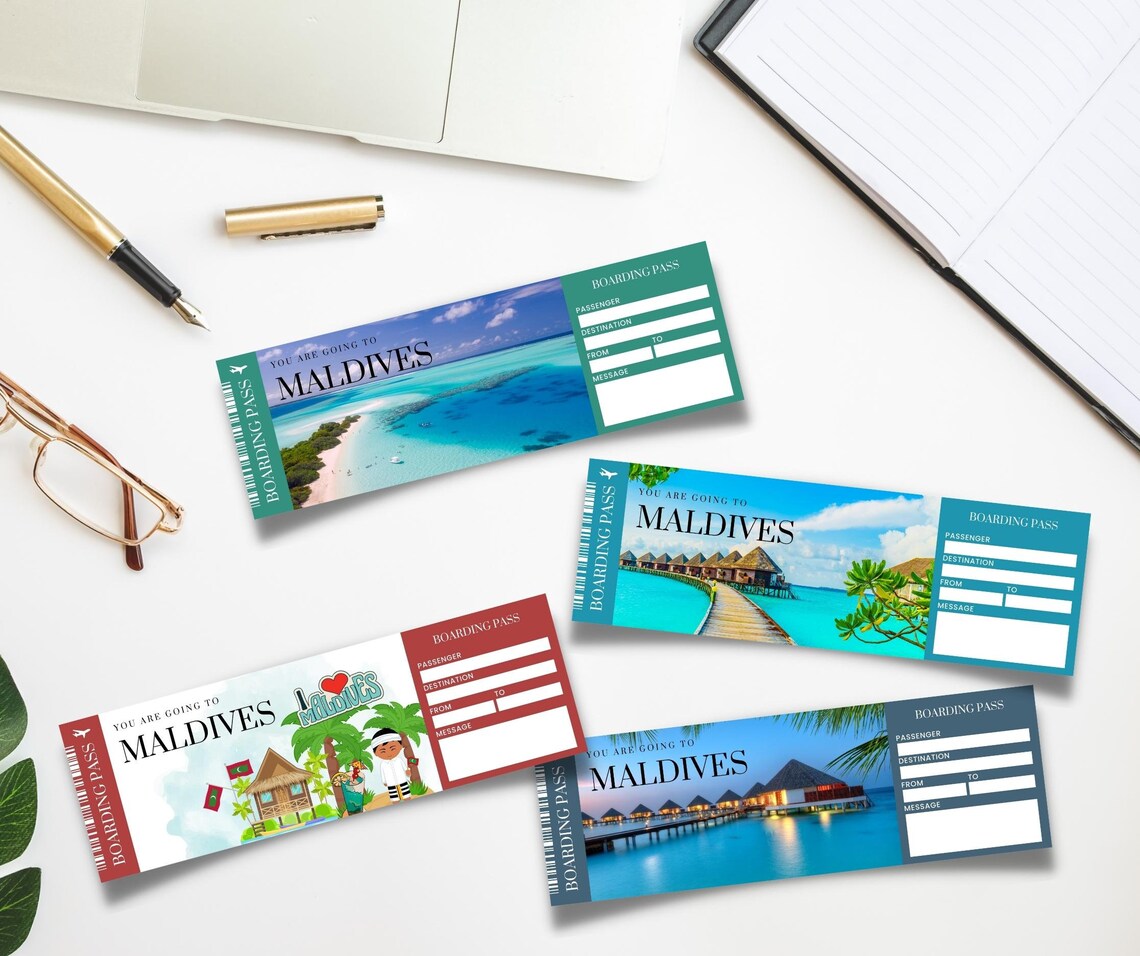 Maldives Surprise Boarding Pass: Editable Printable Ticket - Etsy