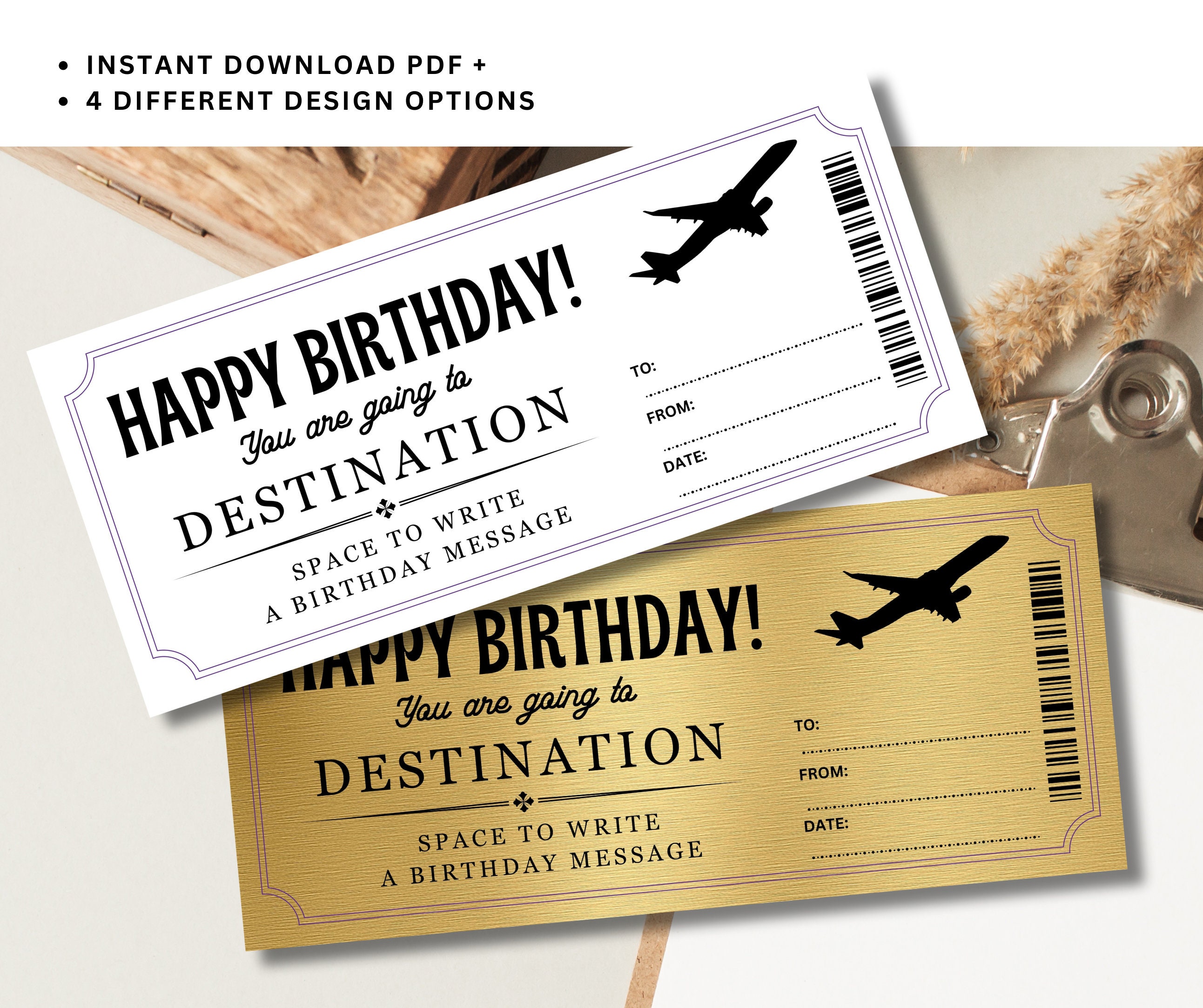 Geburtstagsüberraschungsgeschenk Bordkarte, Flugticket Vorlage ...