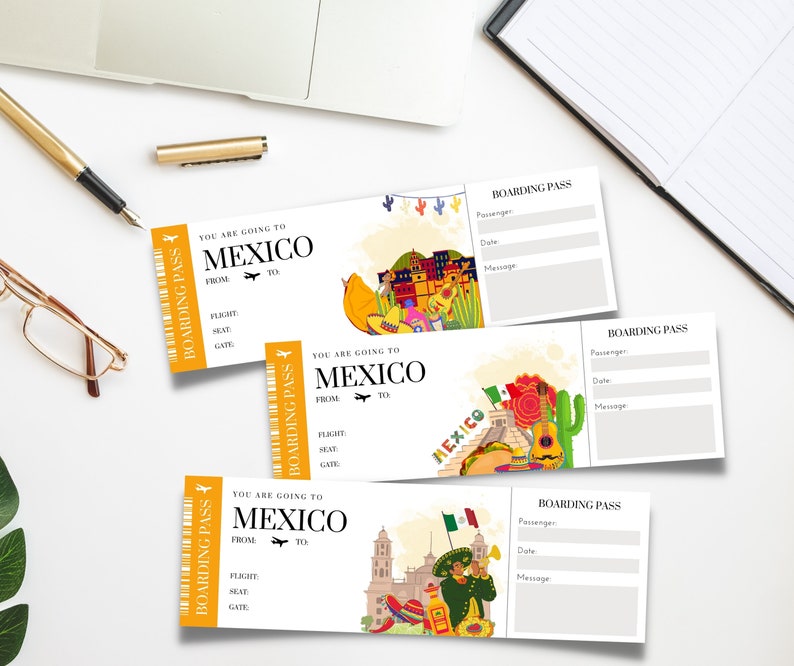 Printable, Editable MEXICO Surprise BOARDING Pass TICKET, Trip Ticket ...