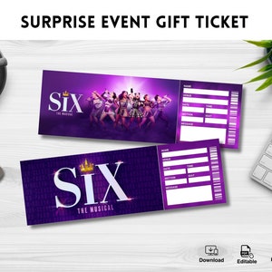 Printable SIX BROADWAY Musical Surprise TICKET, Collectible Theater ...