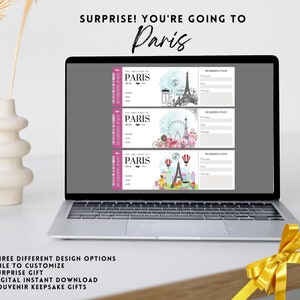 Paris Trip Boarding Pass, Editable Surprise Ticket (printable PDF ...