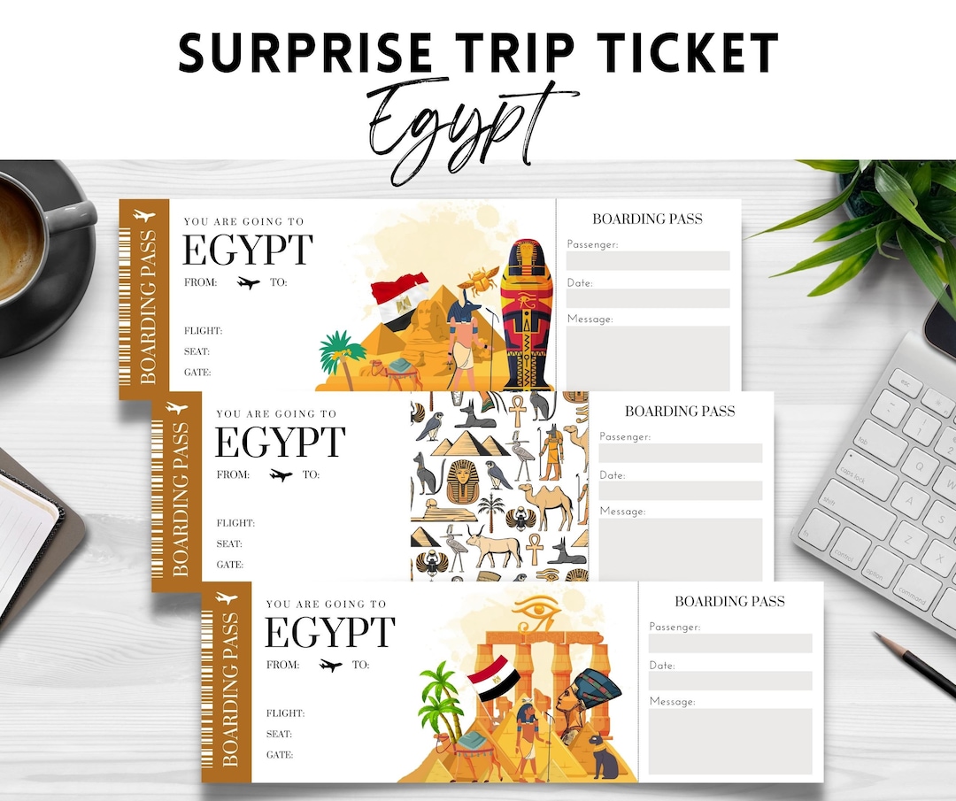 Printable, Editable EGYPT Surprise Boarding Pass TICKET, Trip Ticket to ...