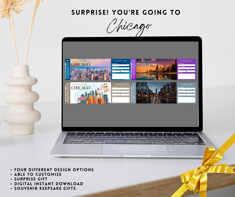 Chicago Surprise Boarding Pass Ticket - Editable Printable PDF - Etsy