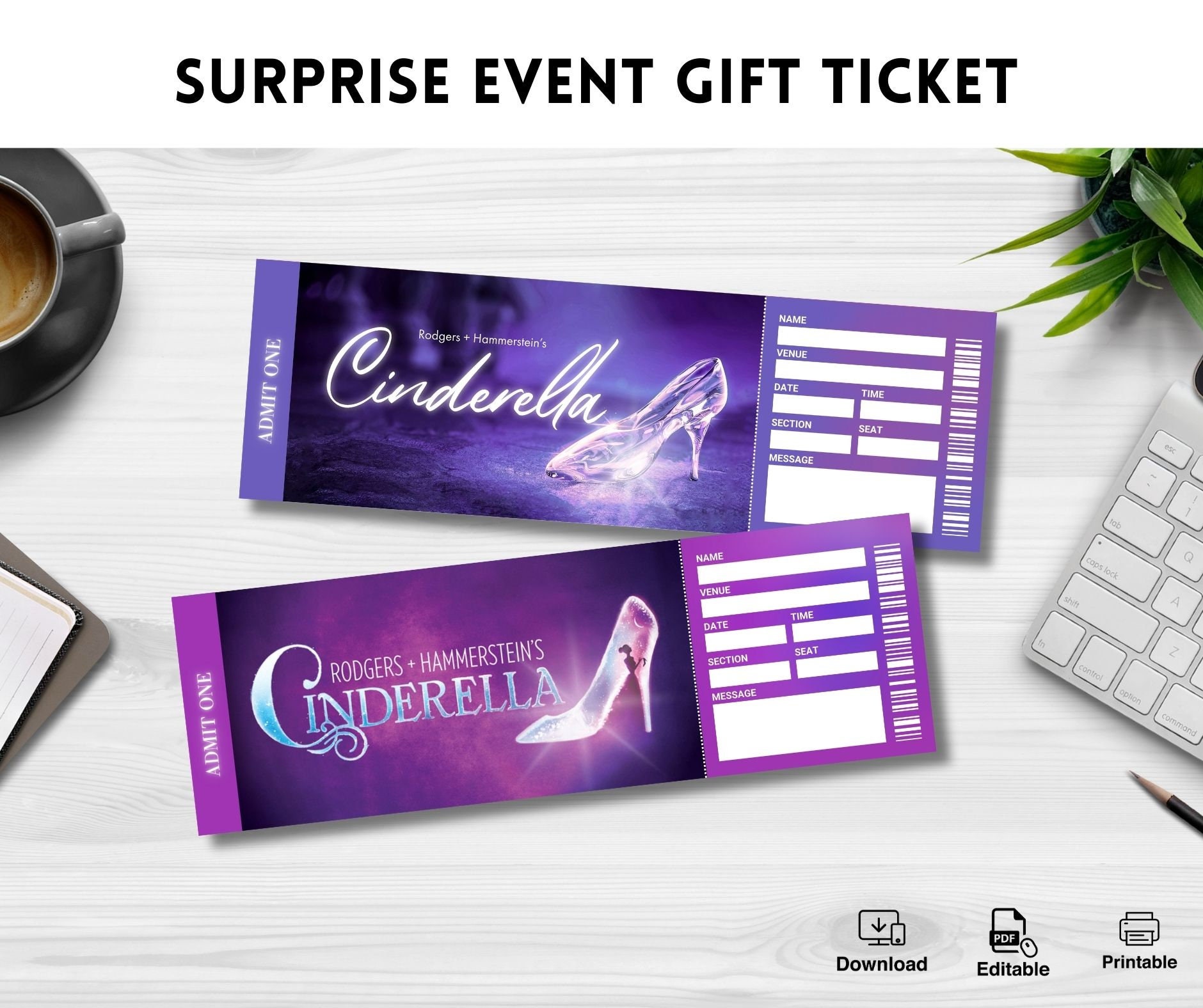 Cinderella Broadway Ticket: Printable Musical Surprise Keepsake - Etsy