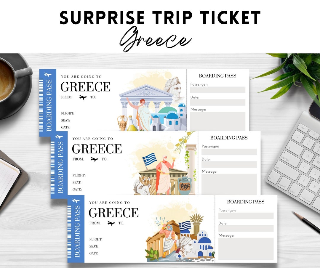 Greece Trip Boarding Pass Ticket - Editable Printable PDF - Etsy