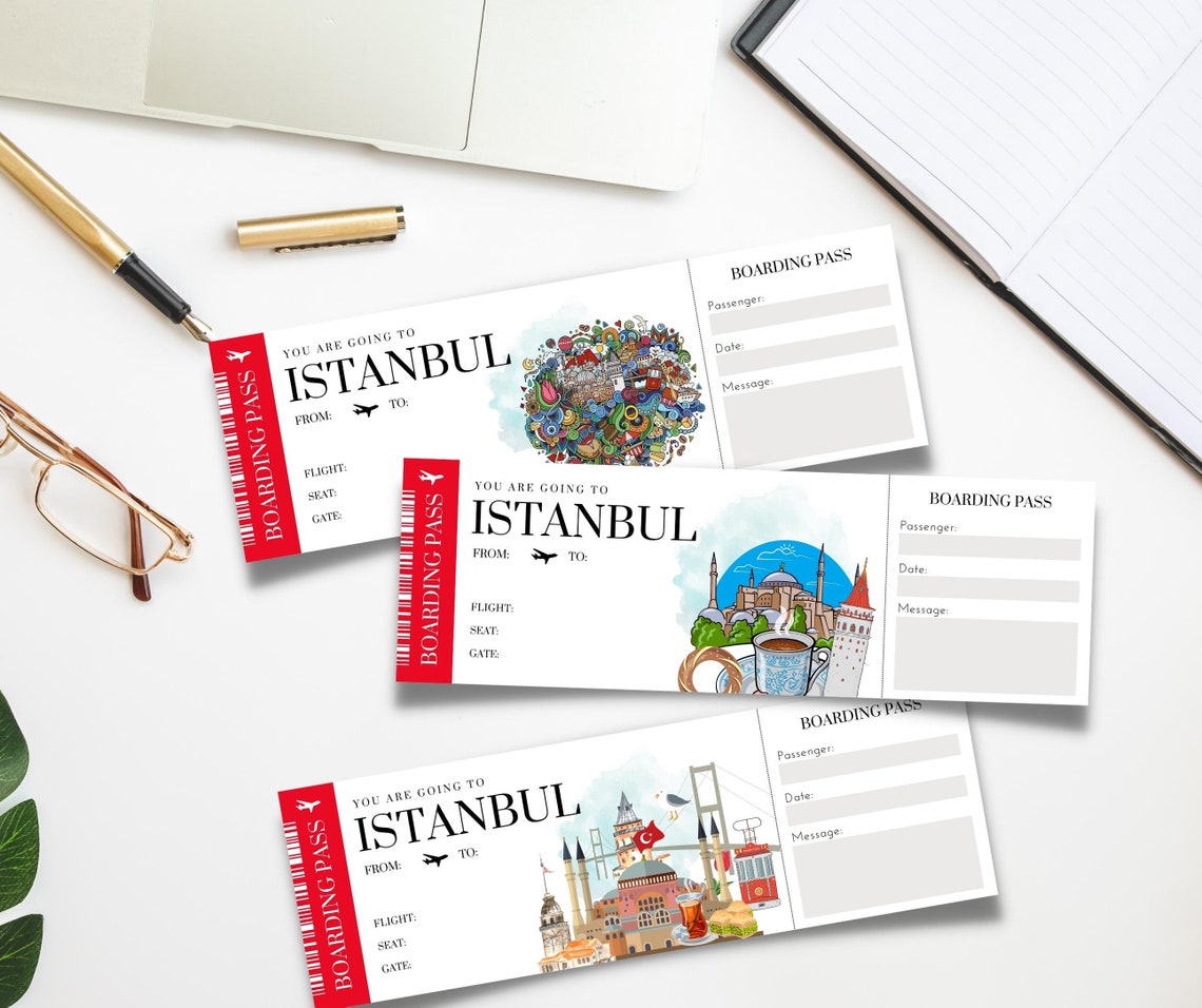 Printable, Editable ISTANBUL Surprise BOARDING Pass TICKET, Trip Ticket ...