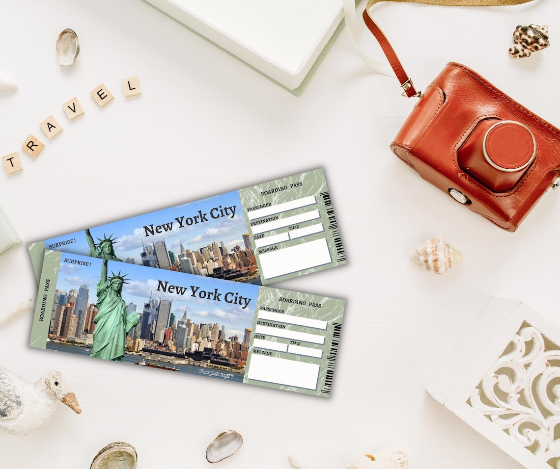 Printable NEW YORK City Surprise Trip Gift Ticket. Boarding - Etsy