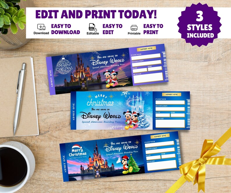 Surprise Christmas Amusement Park Ticket, Holiday Surprise Ticket ...