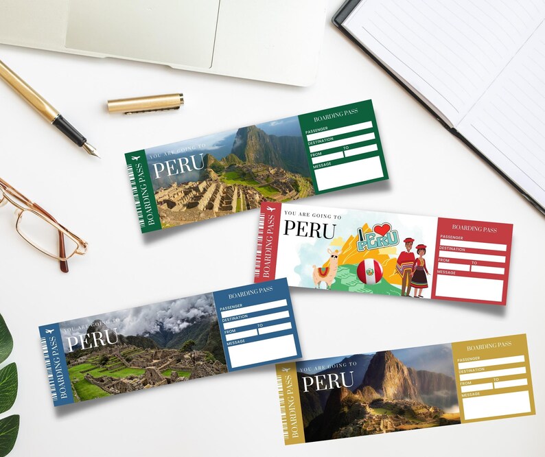 Printable, Editable PERU Surprise Boarding Pass TICKET, Vacation Ticket ...