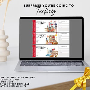 Printable, Editable TURKEY Surprise BOARDING Pass TICKET, Trip Ticket ...