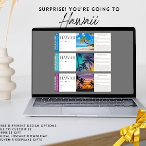 Printable, Editable HAWAII Surprise BOARDING Pass TICKET Template, Trip ...