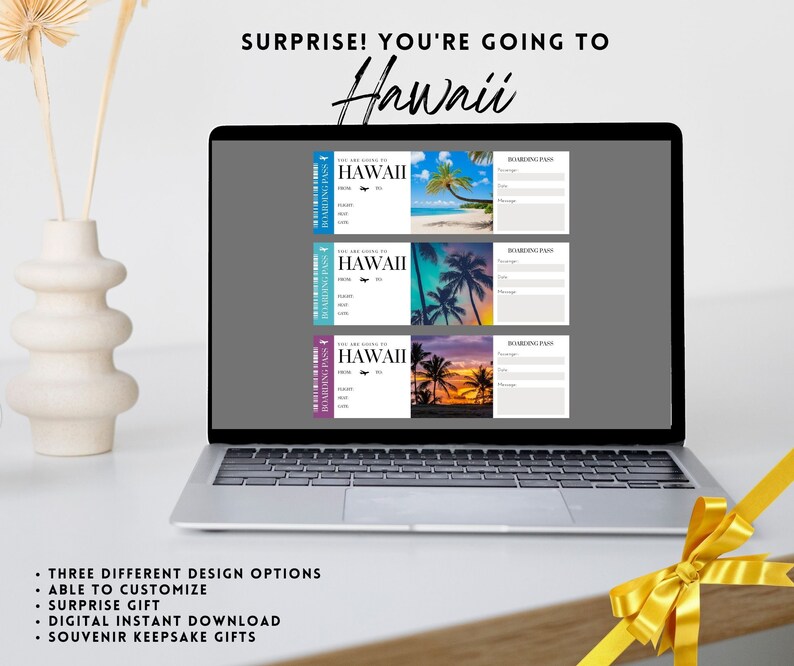 Printable Hawaii Boarding Pass: Customizable Trip Ticket - Instant ...