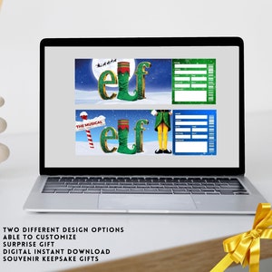 Printable ELF the Musical Surprise BROADWAY Gift TICKET / Christmas ...