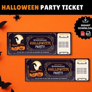 Halloween Party Ticket: Editable Printable Invitation (instant Download ...