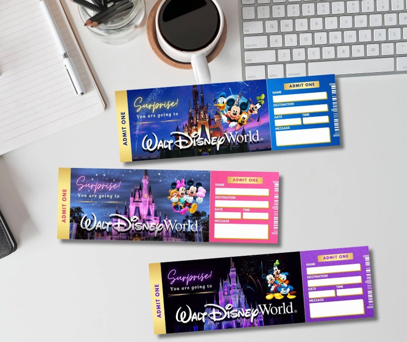Printable DISNEYLAND THEME PARK Surprise Reveal Ticket / Editable ...