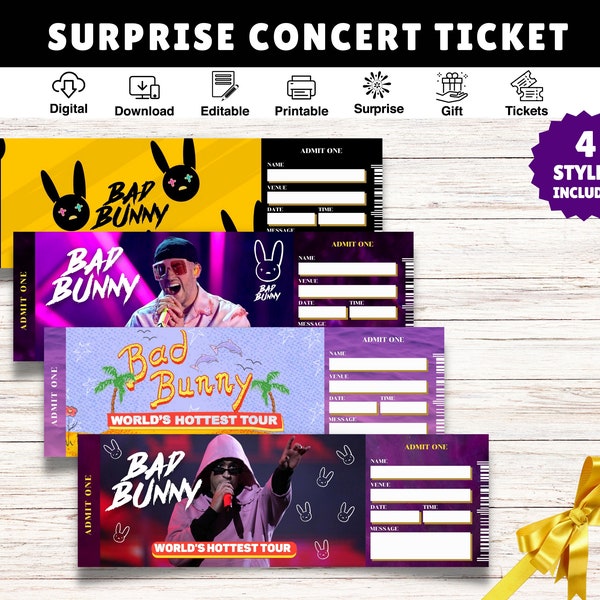 Bad Bunny Concert Ticket - Etsy