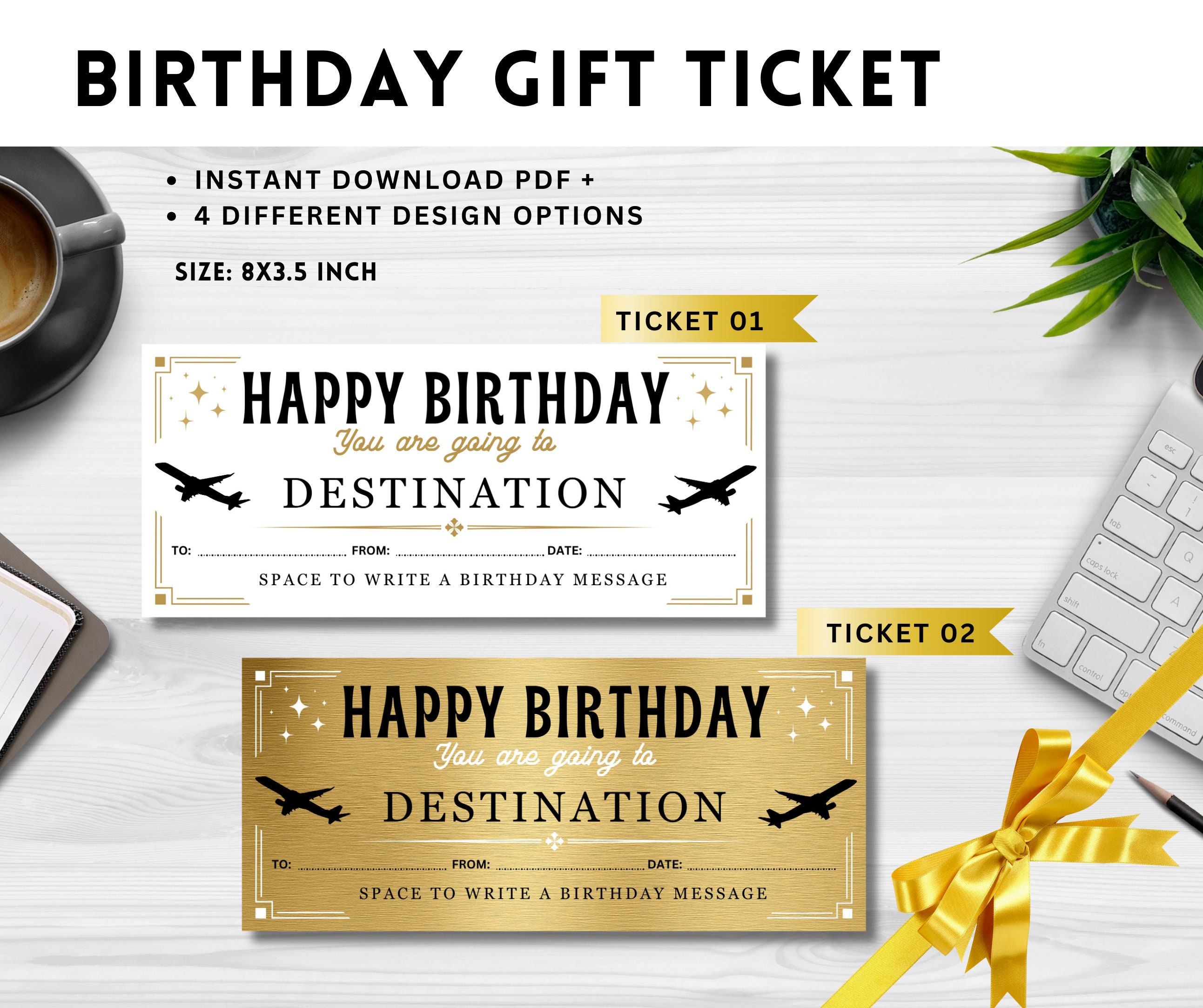 Geburtstagsüberraschungsgeschenk Bordkarte, Flugticket Vorlage ...