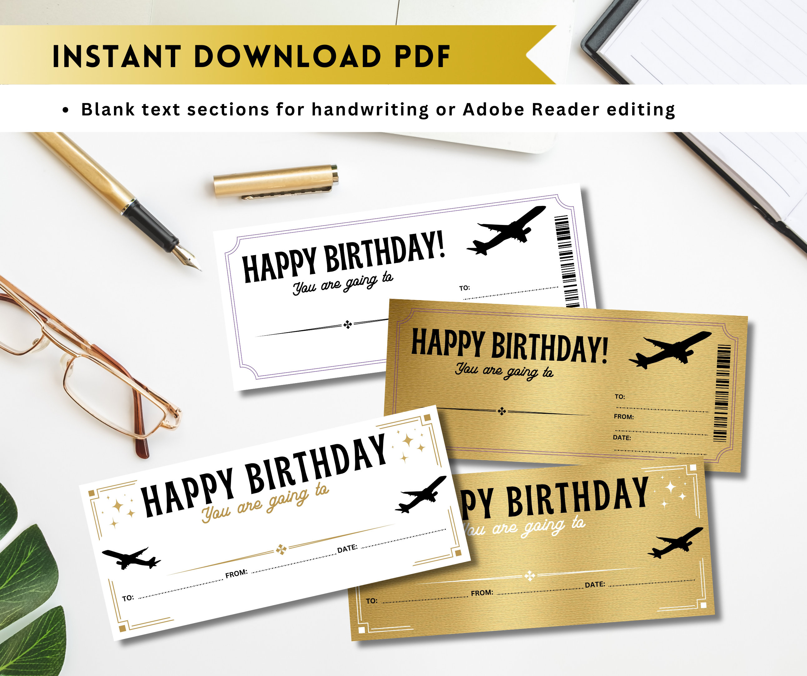 Geburtstagsüberraschungsgeschenk Bordkarte, Flugticket Vorlage ...