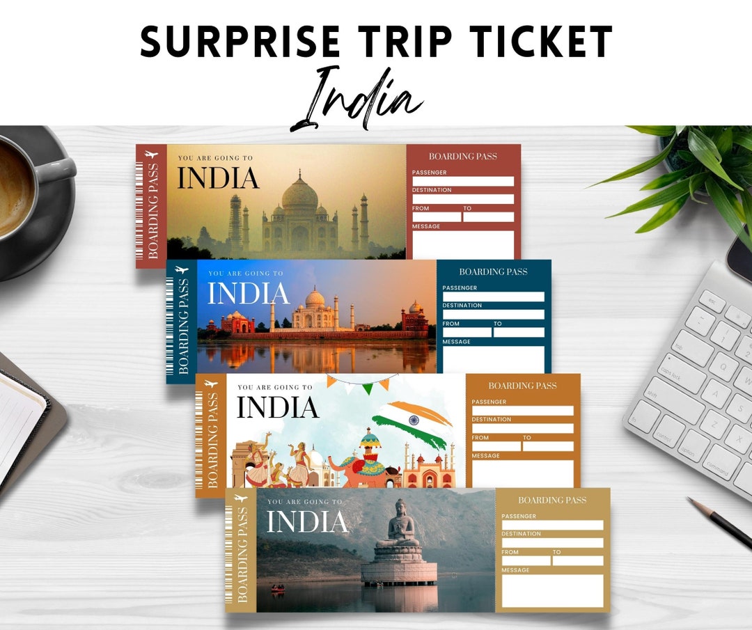 Printable, Editable INDIA Surprise Boarding Pass TICKET, Vacation ...