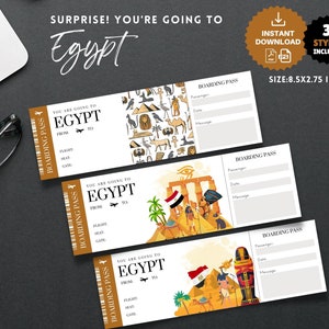 Editable Egypt Boarding Pass: Printable Trip Ticket Surprise - Etsy