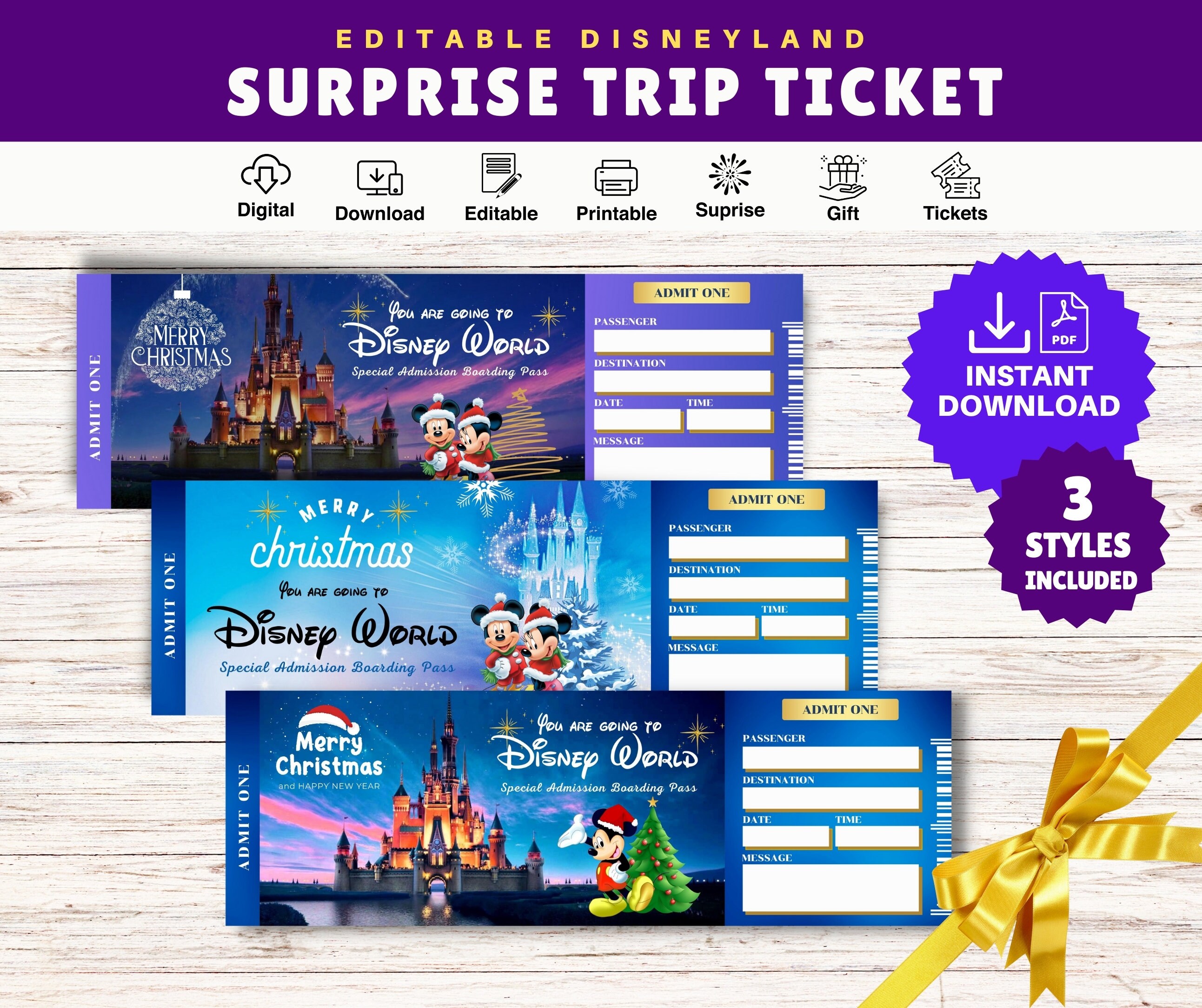 Surprise Christmas Amusement Park Ticket, Holiday Surprise Ticket ...
