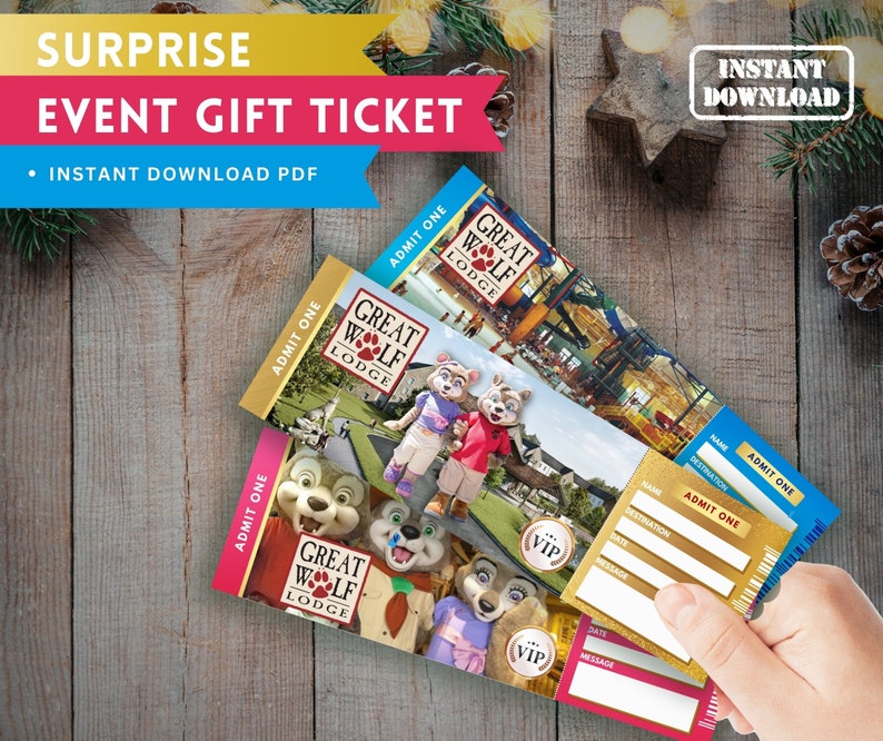 Great Wolf Lodge Surprise Tickets, Printable Gift (instant Download PDF ...