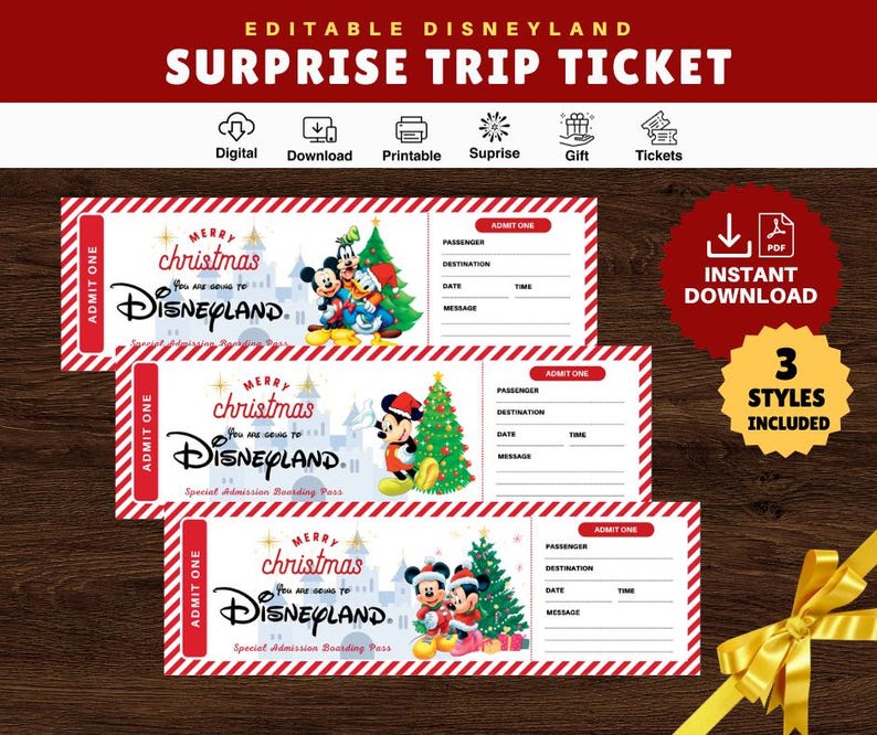 Christmas Amusement Park Ticket: Editable Holiday Surprise Voucher - Etsy