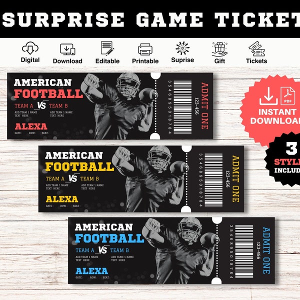 Football Match Game Ticket Template - Etsy
