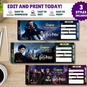 Surprise Trip Reveal Tickets: Wizard Tour Theme - Editable PDF - Etsy