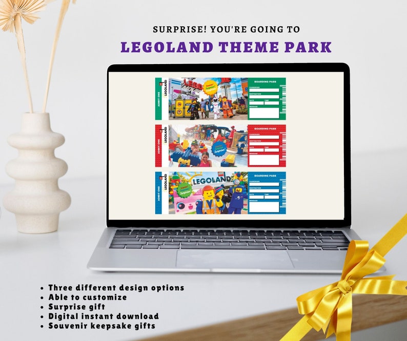 Printable BUILDING BLOCKS Theme Park Gift Ticket Surprise Trip Reveal ...