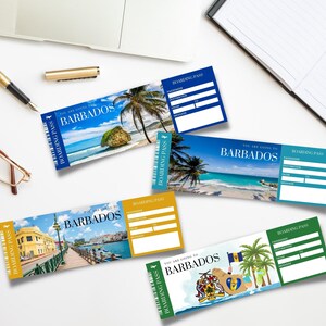 Printable, Editable BARBADOS Surprise BOARDING Pass TICKET, Vacation ...