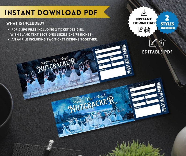 Printable the NUTCRACKER BROADWAY MUSICAL Ballet Surprise Ticket ...