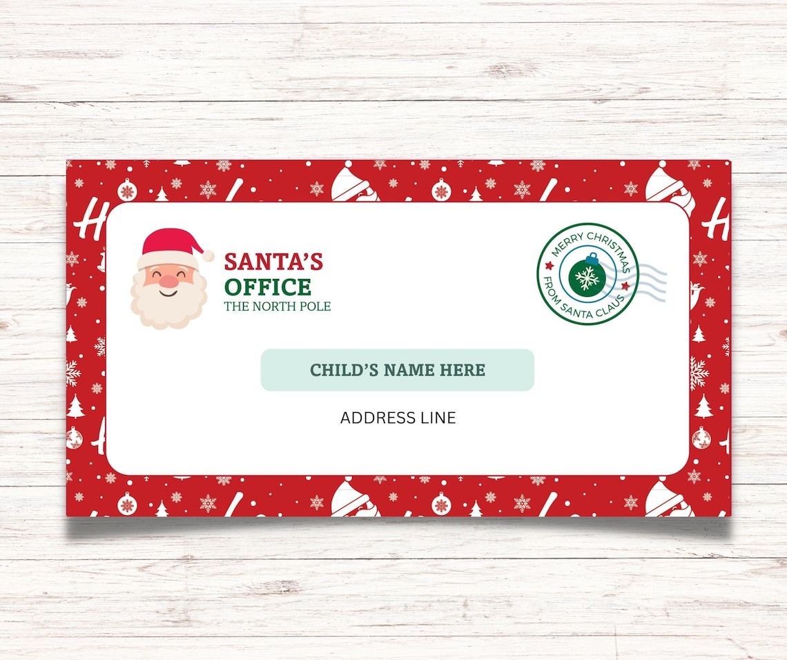Letter From Santa Envelope Template INSTANT DOWNLOAD With - Etsy