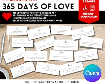 365 Days of NOTES Pdf,love Notes, Encouragement, Digital Download ...
