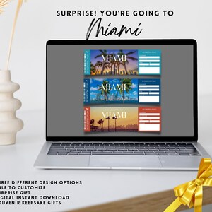 Printable, Editable MIAMI Surprise BOARDING Pass TICKET Template, Trip ...