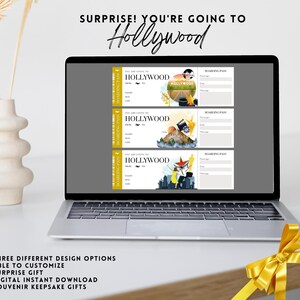 Printable, Editable HOLLYWOOD Surprise BOARDING Pass TICKET, Trip ...