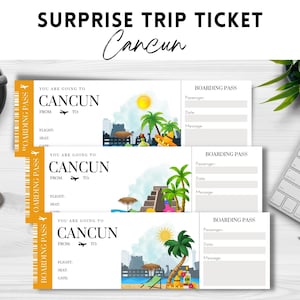 Cancun Boarding Pass Ticket: Editable Surprise Trip Invitation - Etsy