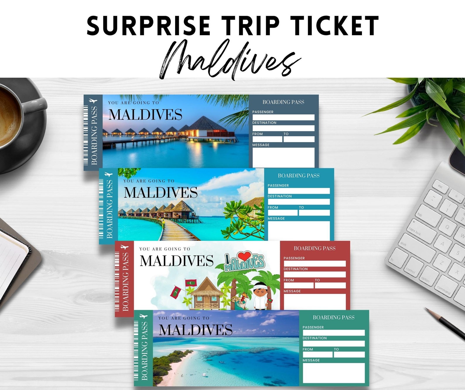 Maldives Surprise Boarding Pass: Editable Printable Ticket - Etsy